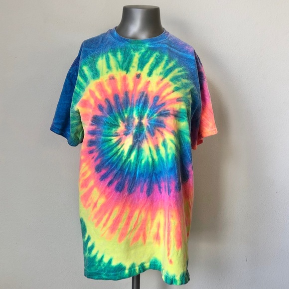 Tops | Bright Tie Dye Neon Tshirt | Poshmark